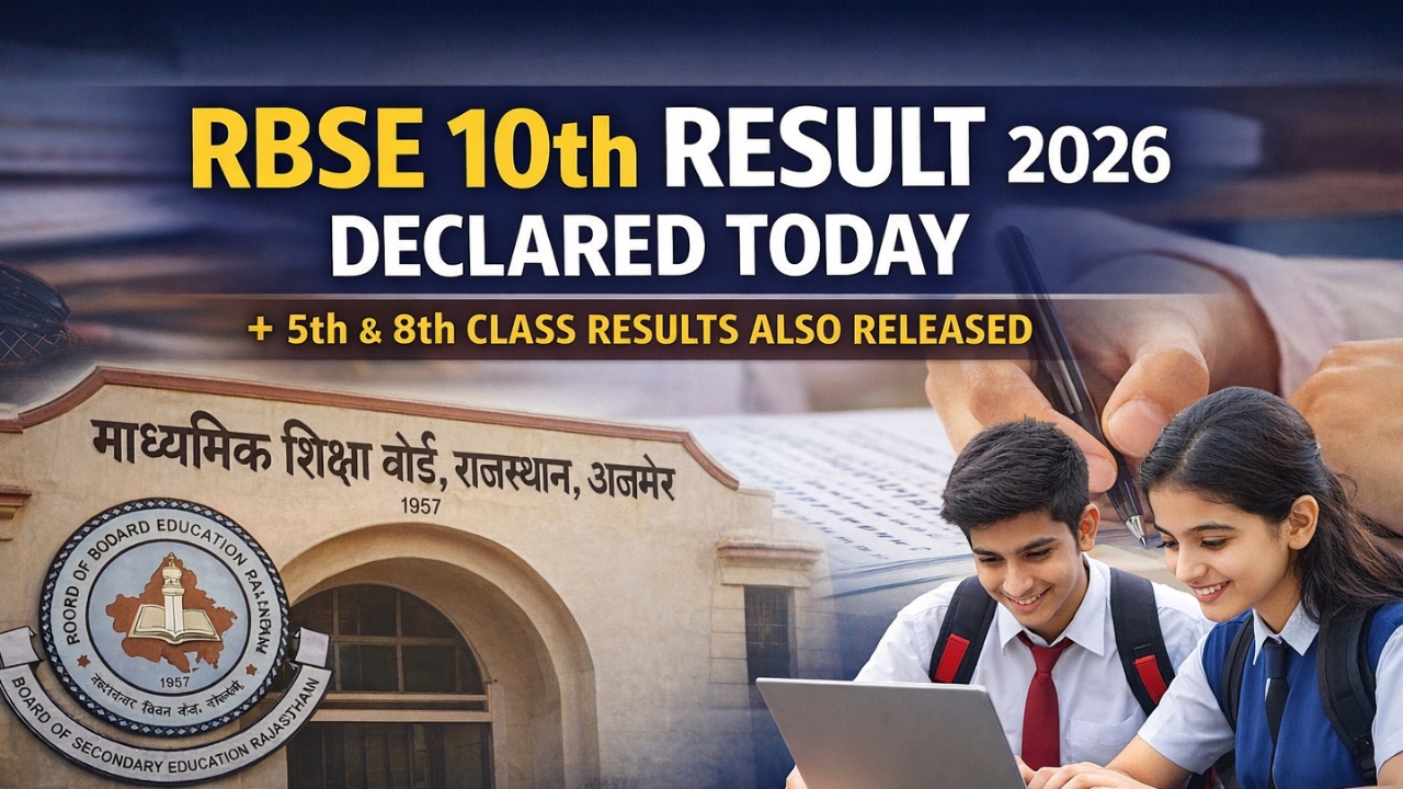 RBSE Class 10 Result 2026 Declared Today; Class 5 and 8 Results Also ...